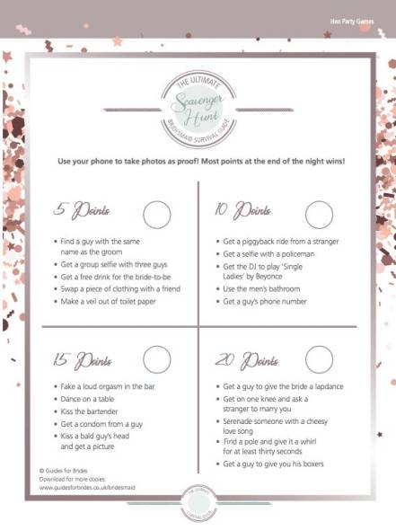 FREE Hen Party Games to Print Out and Keep! | Guides for Brides